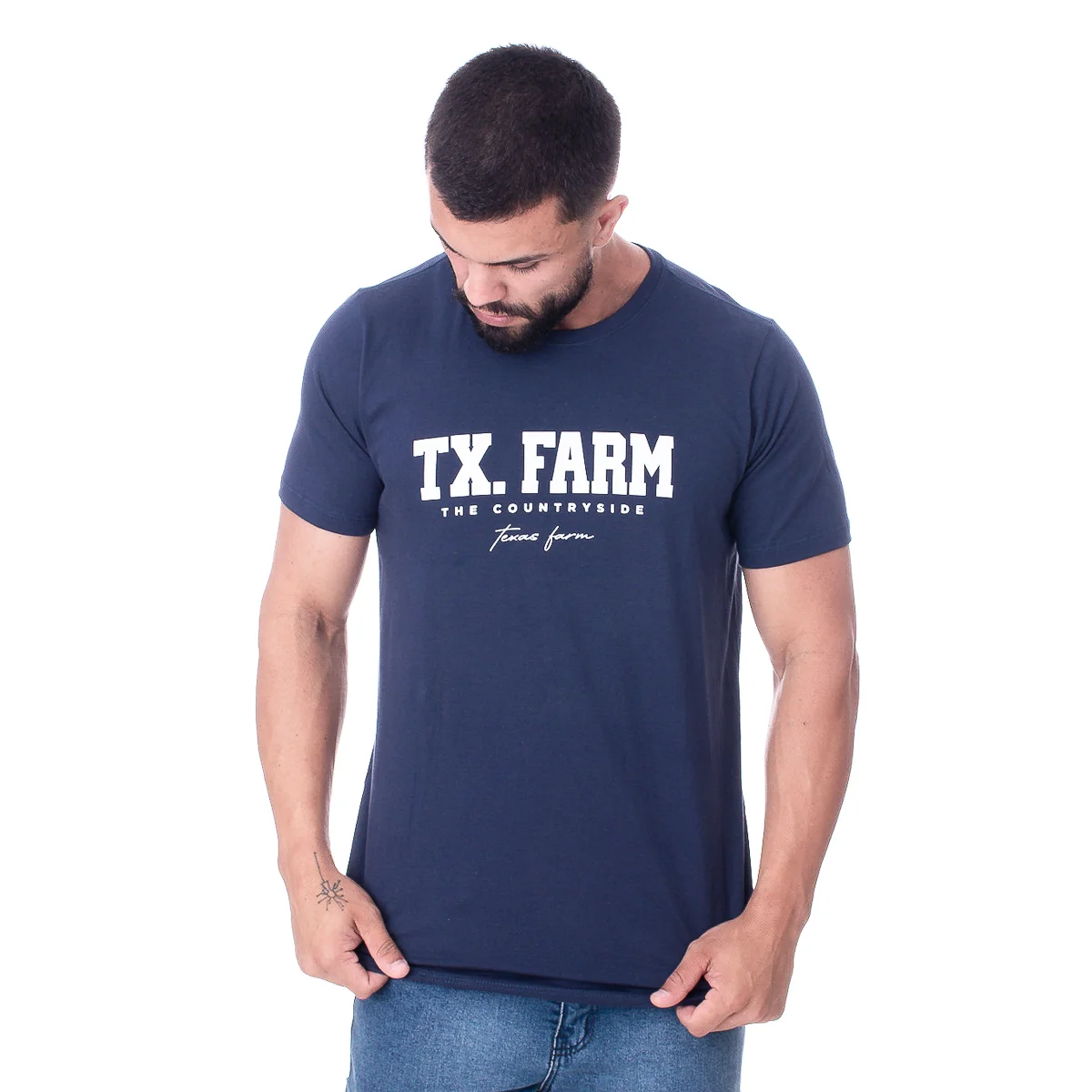 CAMISETA MASCULINA TEXAS FARM - CM400 - AZUL MARINHO