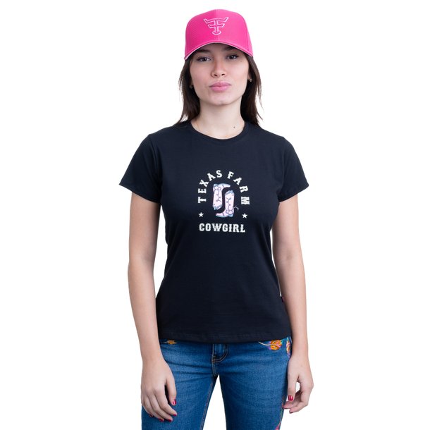 CAMISETA FEMININA TEXAS FARM - CF305 - PRETO
