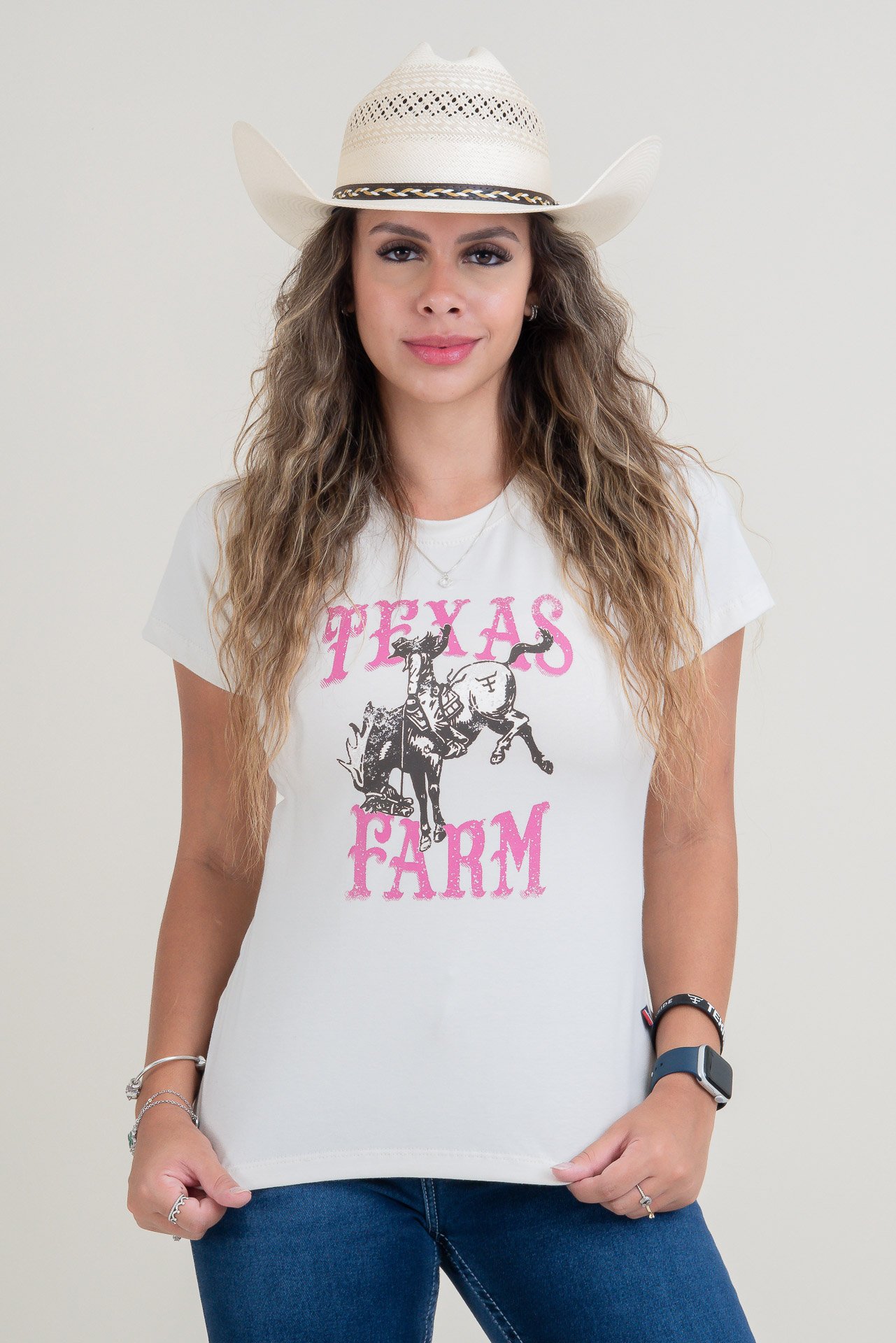 CAMISETA FEMININA TEXAS FARM - CF331 - BEGE