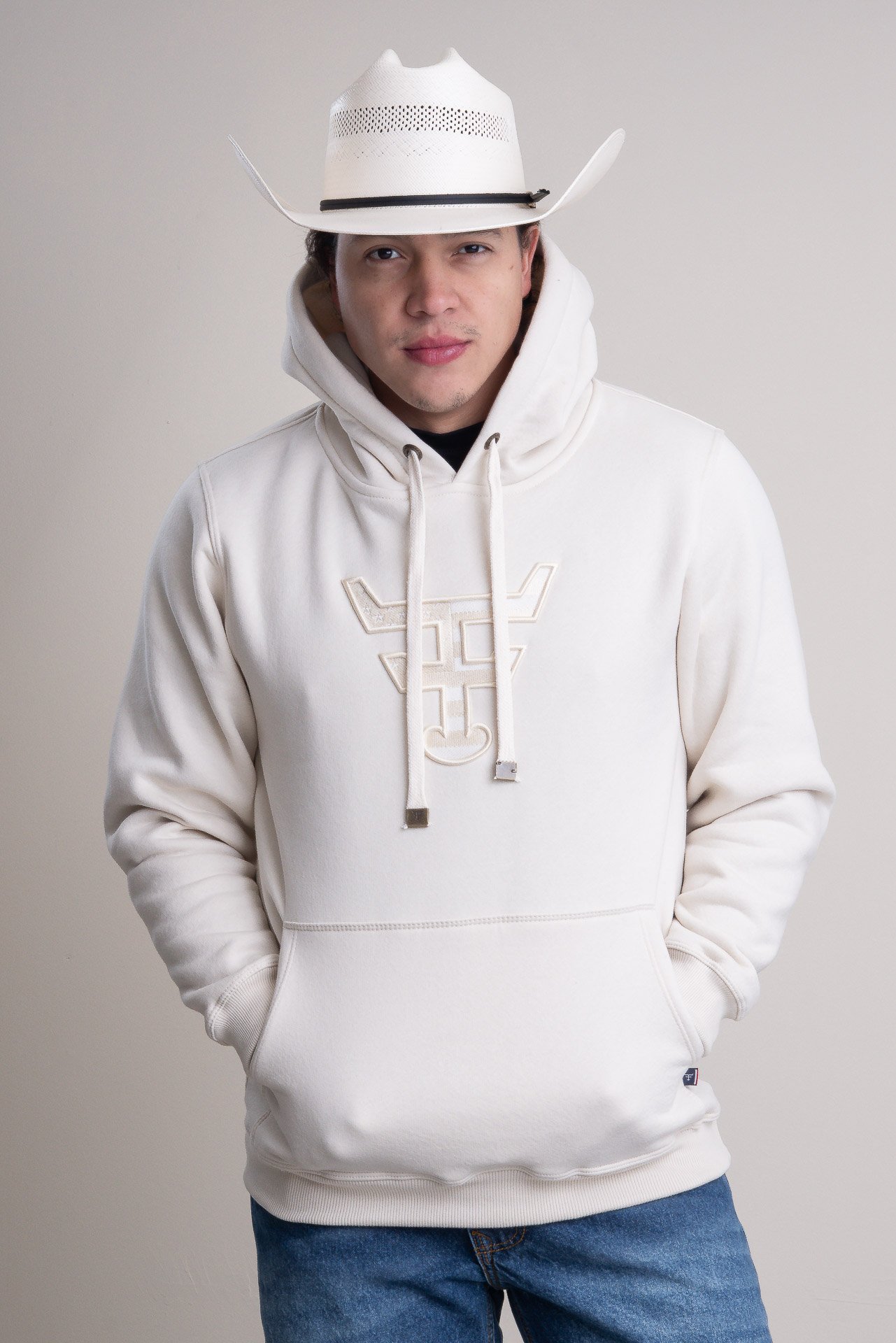 MOLETOM MASCULINO TEXAS FARM - MT087 - OFF WHITE/ BEGE