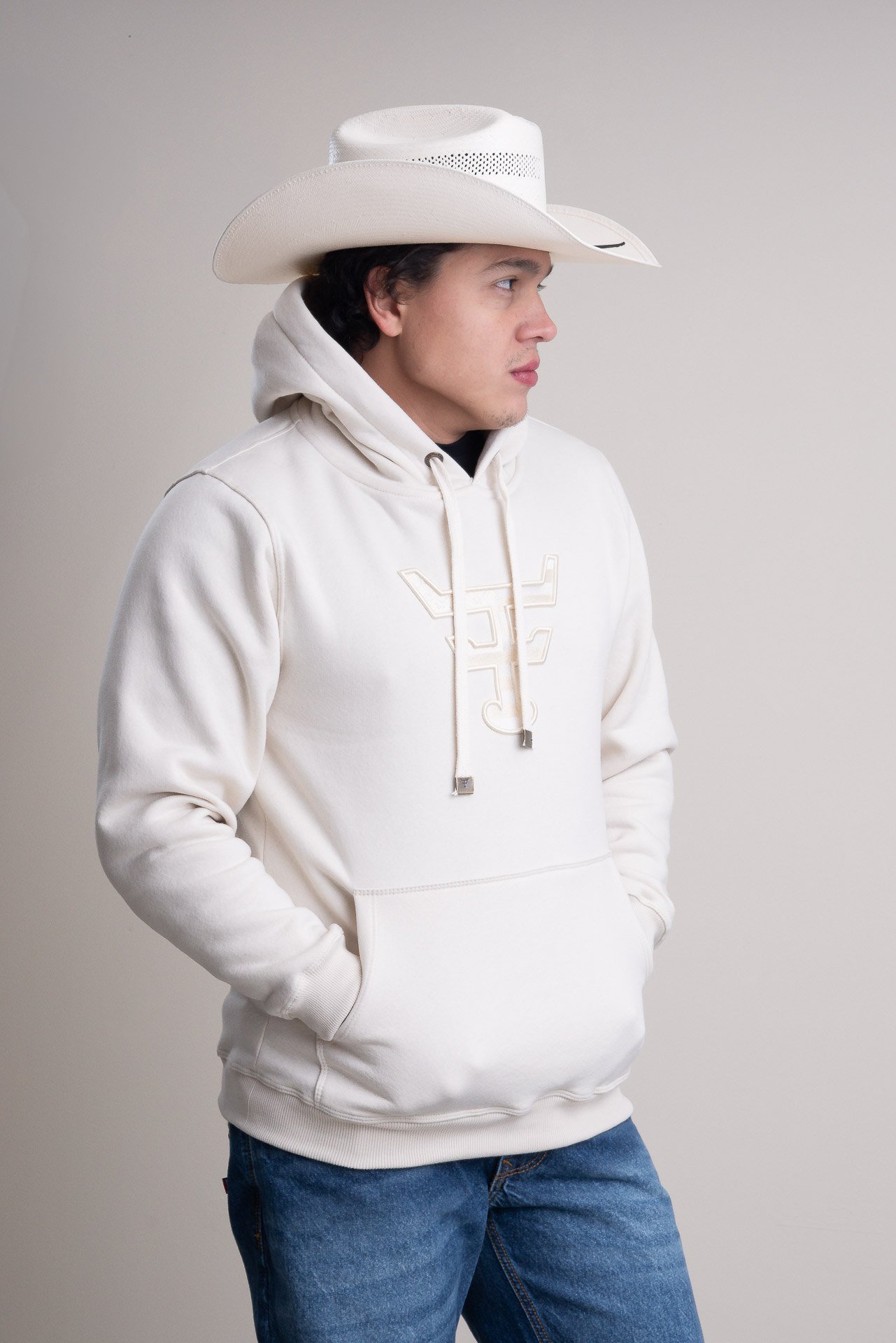 MOLETOM MASCULINO TEXAS FARM - MT087 - OFF WHITE/ BEGE